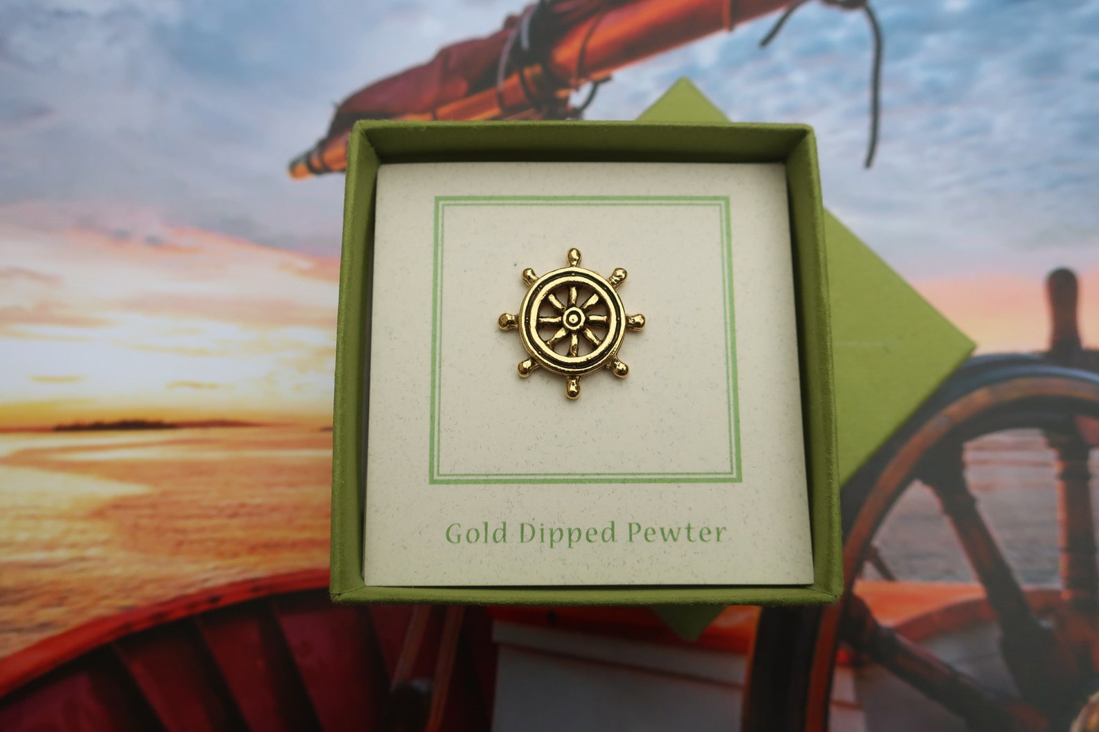 Gold Ship's Wheel Lapel Pin CC598G Nautical Vessel | Etsy