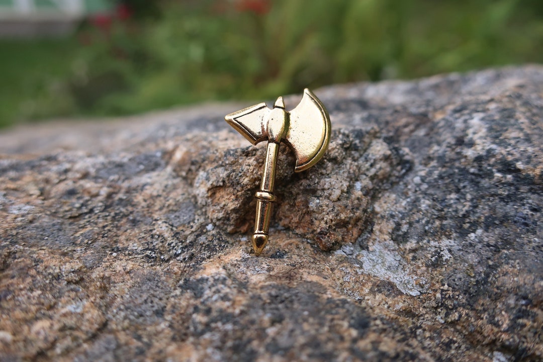 Battle Axe Gold Dipped Pewter Lapel Pin- CC676G- Medieval and Viking ...