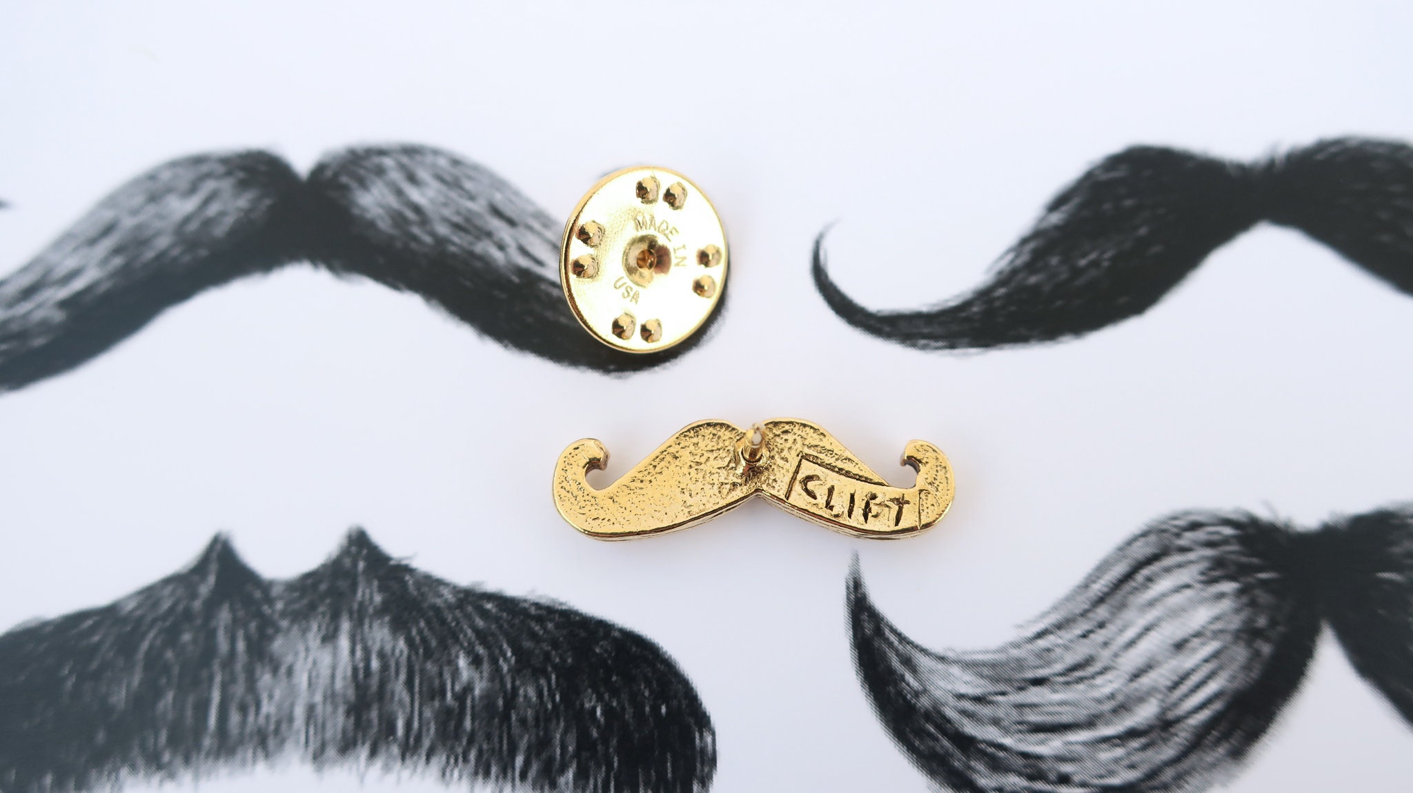 Moustache Lapel Pin CC624G Mustache Movember Men's | Etsy