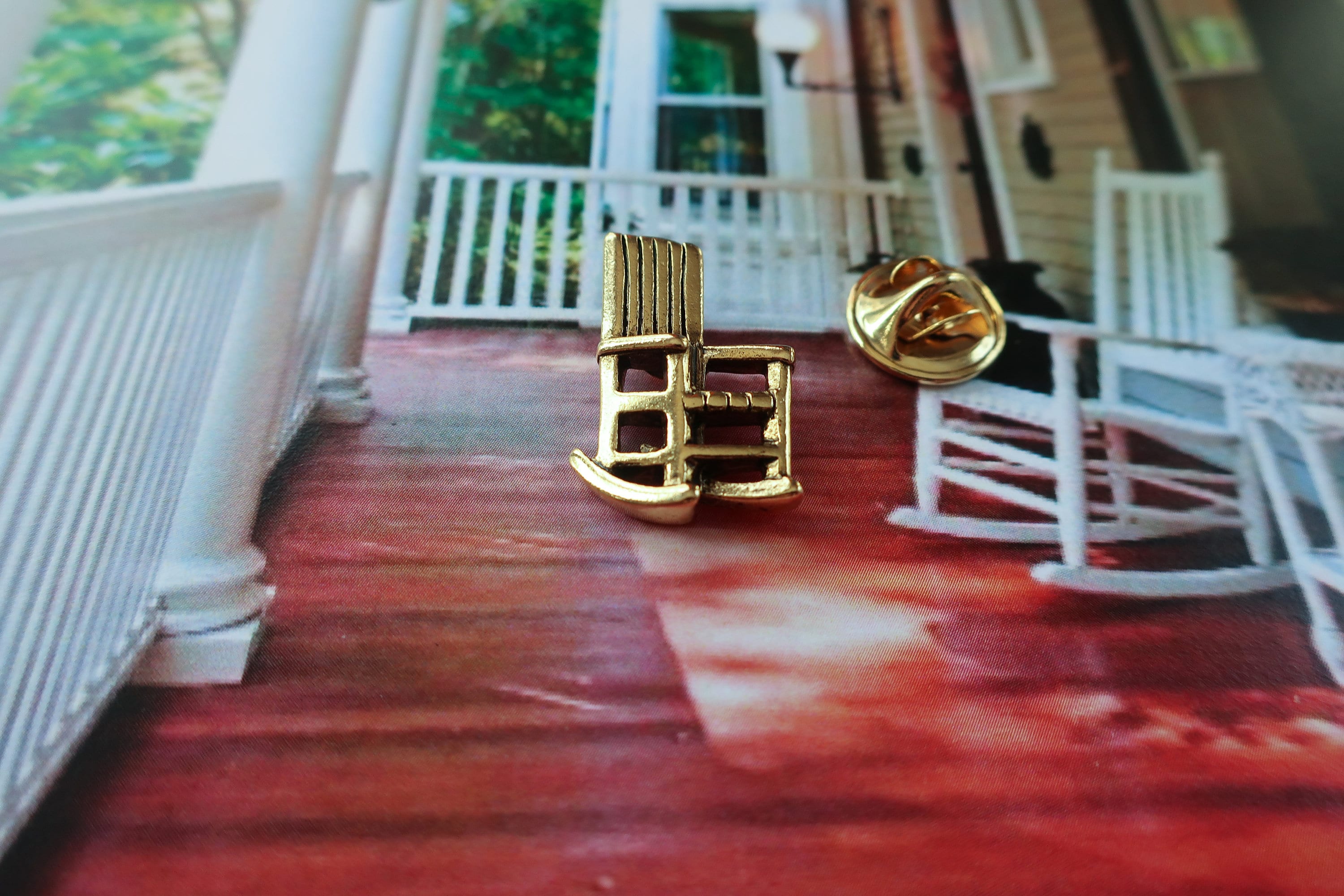 Rocking Chair Gold Dipped Pewter Lapel Pin- CC483G- Front Porch, Porch ...