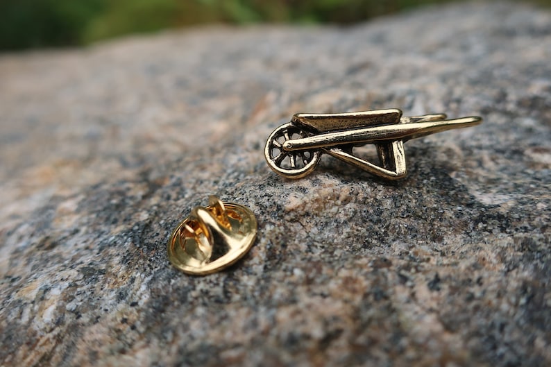 Wheelbarrow Gold Dipped Pewter Lapel Pin Wheelbarrow Garden | Etsy