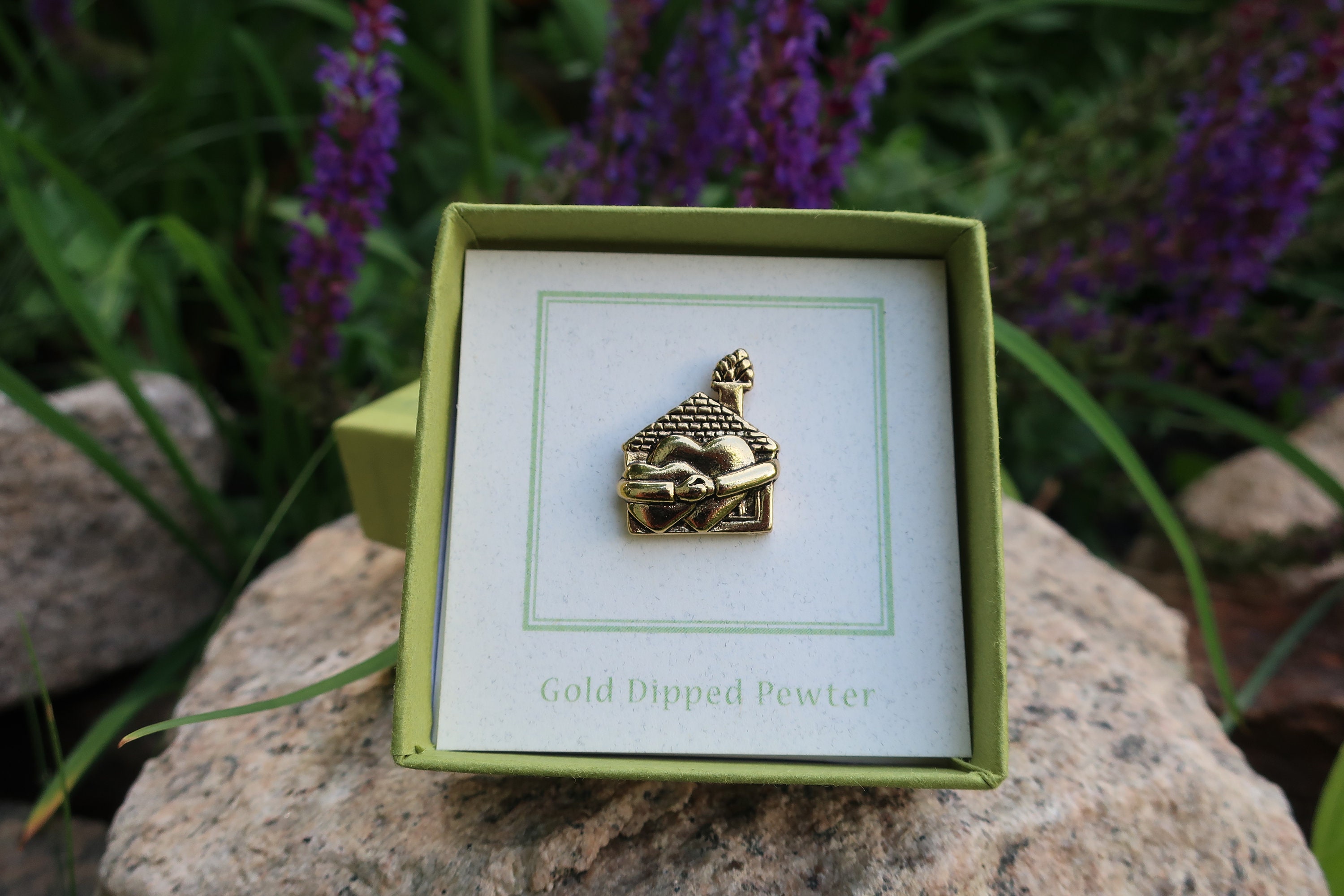Gold Home Heart Hands Lapel Pin CC336G Home House and - Etsy