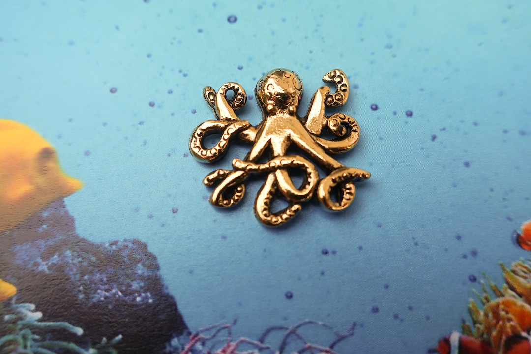Octopus Gold Dipped Pewter Lapel Pin- CC661G- Octopuses, Aquarium ...