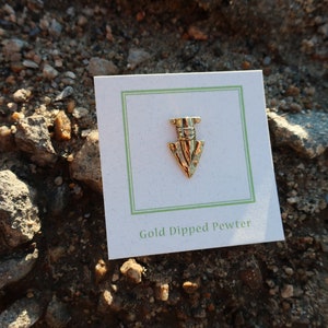 Gold Arrowhead Lapel Pin- CC410G- Arrows, Artifacts, Archery, Stone Age ...