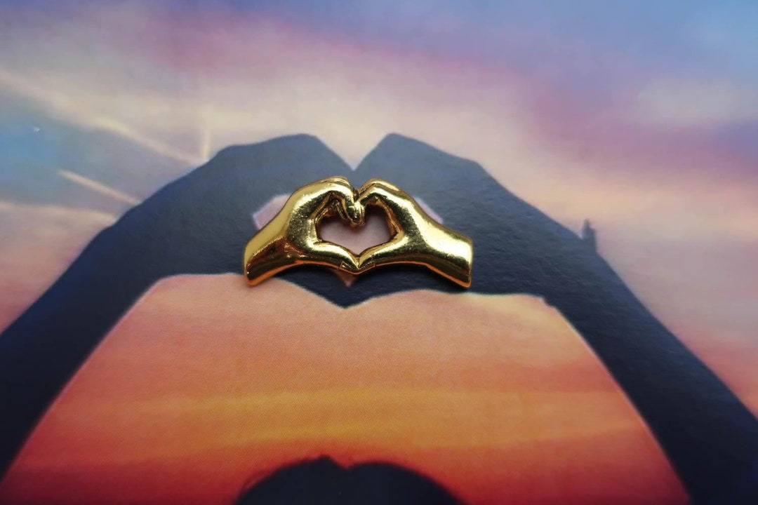 Heart Hands Gold Lapel Pin- CC721G- Heart Hand Gesture Lapel Pin - Etsy