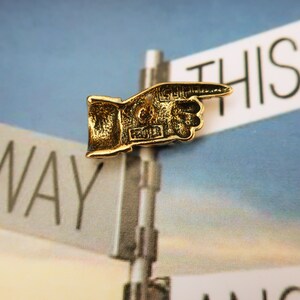 Pointing Finger Gold Dipped Pewter Lapel Pin - CC178G- This Way, Hands ...