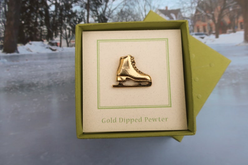 Gold Figure Skate Lapel Pin- CC218G- Figure Skate, Ice Skate, Winter ...