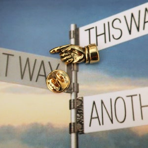 Pointing Finger Gold Dipped Pewter Lapel Pin - CC178G- This Way, Hands ...