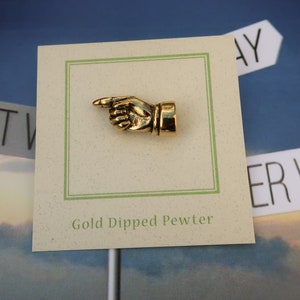 Pointing Finger Gold Dipped Pewter Lapel Pin - CC178G- This Way, Hands ...
