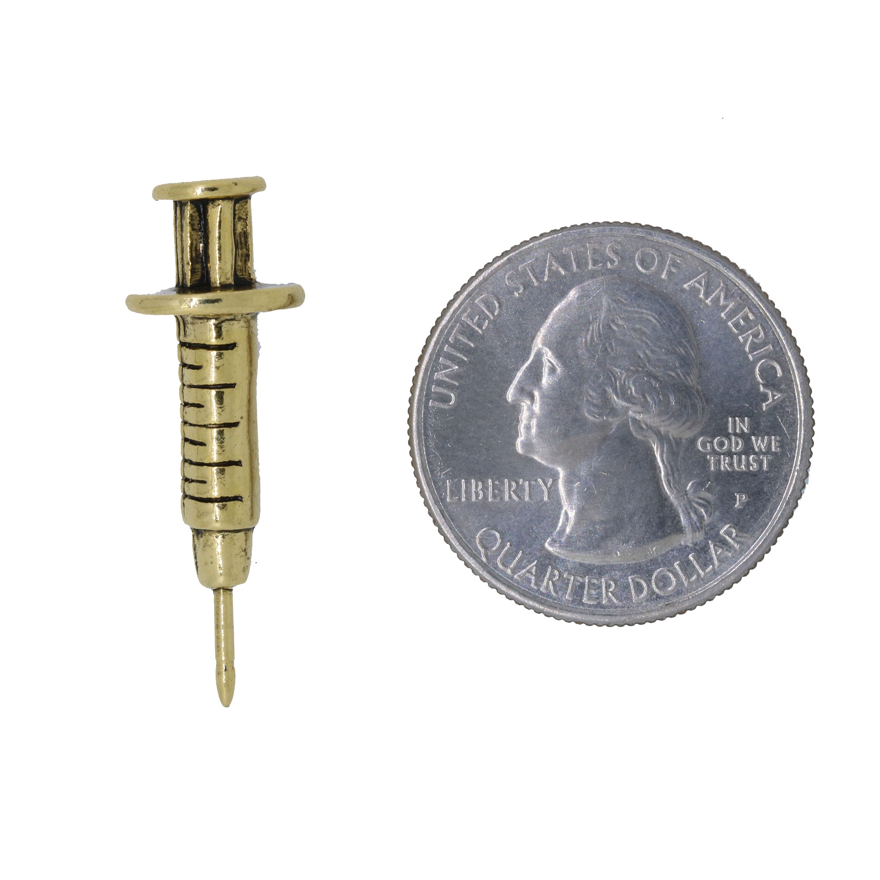 Syringe Gold Dipped Pewter Lapel Pin- CC427G- Medical and Hospital ...