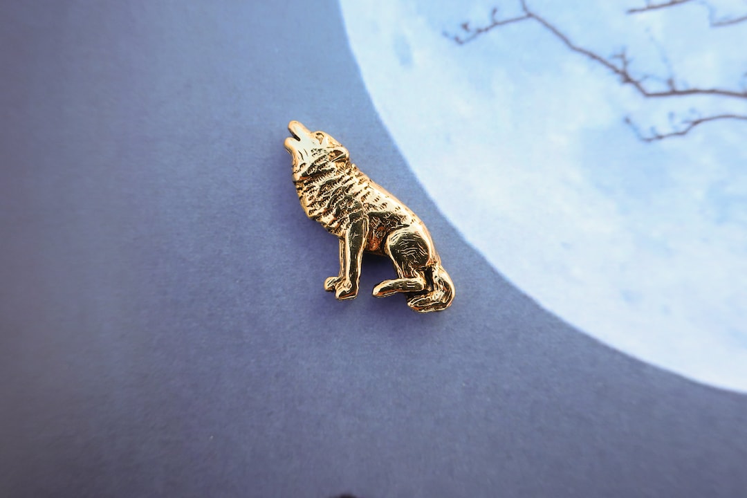 Wolf Gold Dipped Pewter Lapel Pin- CC471G- Wolf Sanctuary, Wolves, Woodland Animal, Wildlife ...