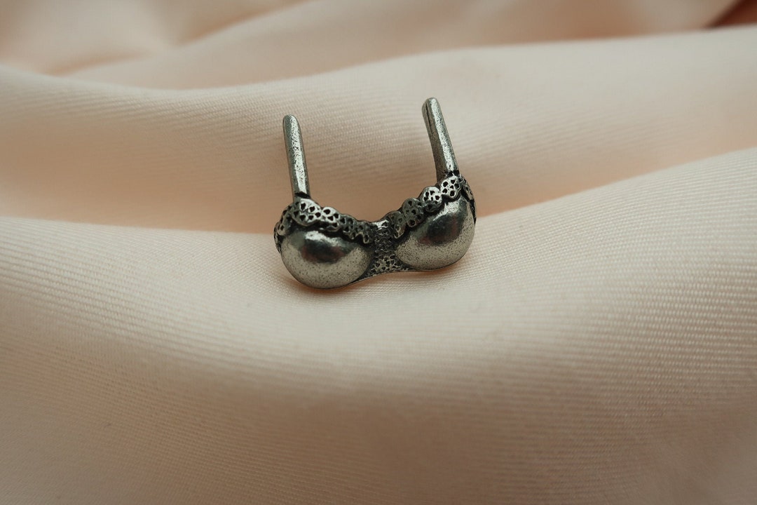Bra Pewter Lapel Pin- CC579- Bra, Underwear, Under Garments, Breast ...