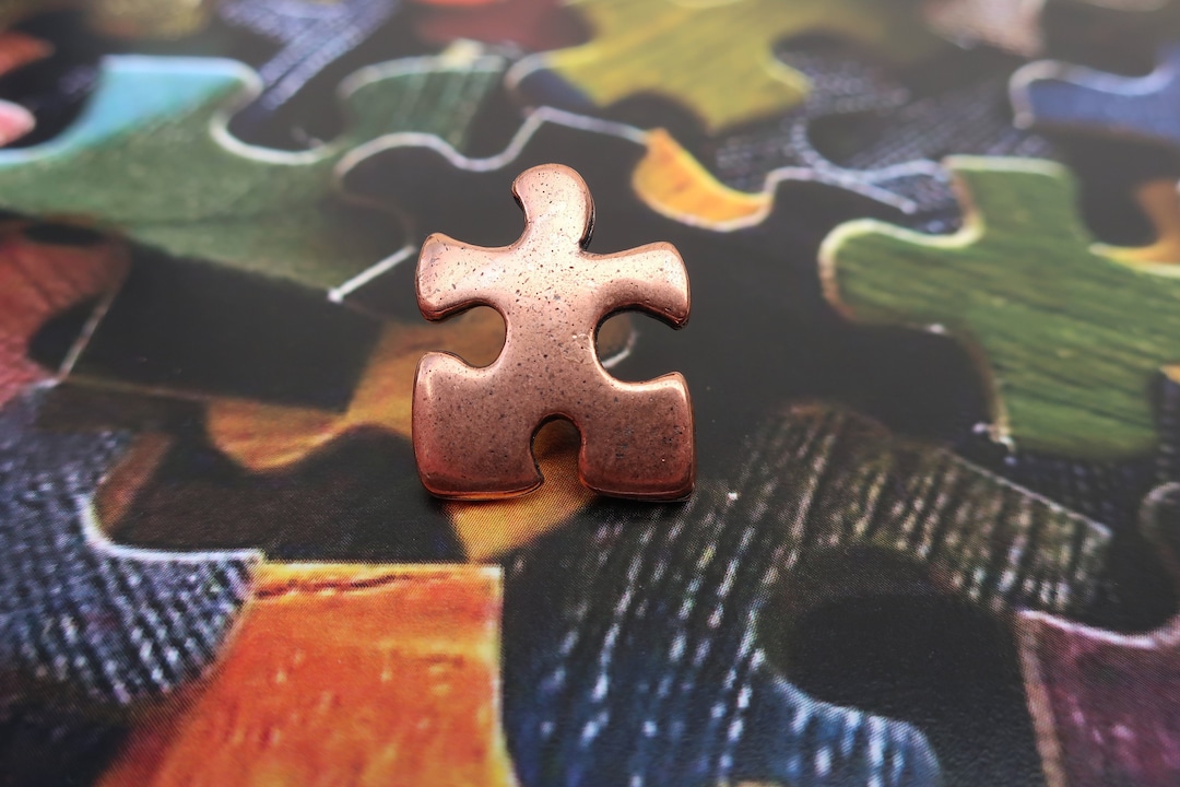 Copper Puzzle Piece Lapel Pin- CC372C- Essential Piece, Jigsaw Puzzle ...