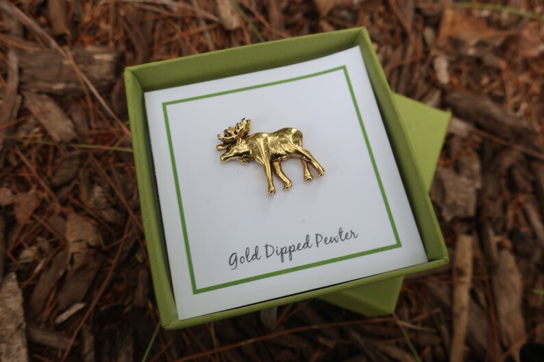 Moose Gold Dipped Pewter Lapel Pin - CC131G- Moose, Elk, Nature ...