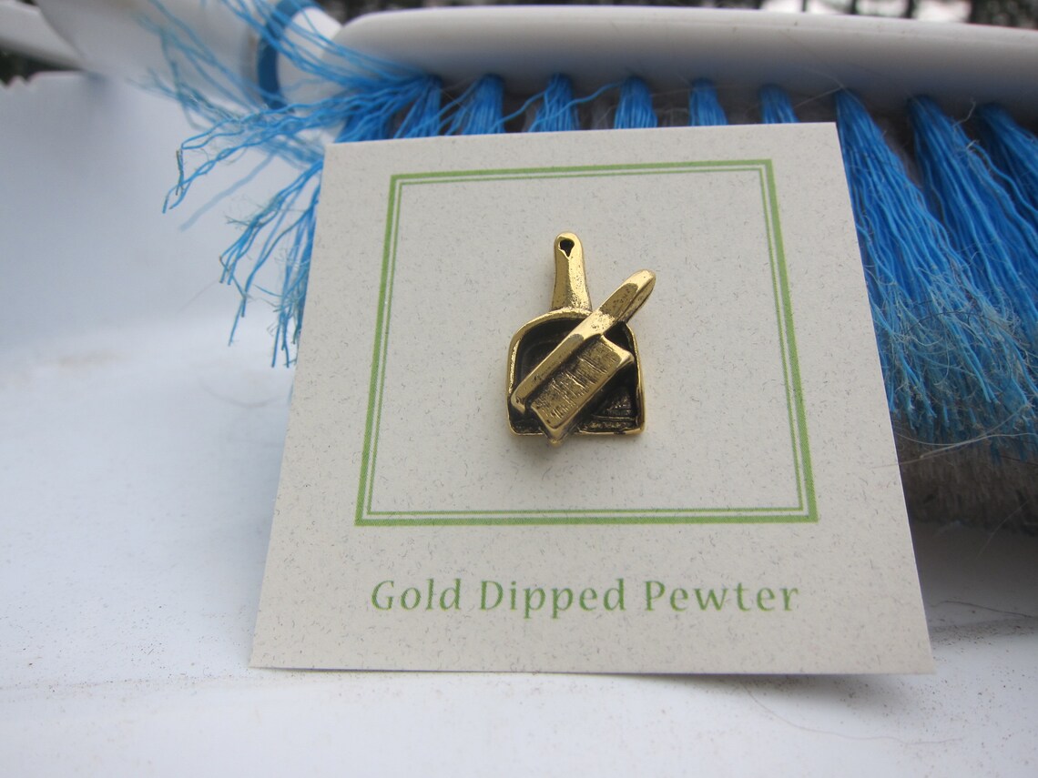 Gold Dust Pan and Brush Lapel Pin- CC331G- Cleaning Services, Maid ...