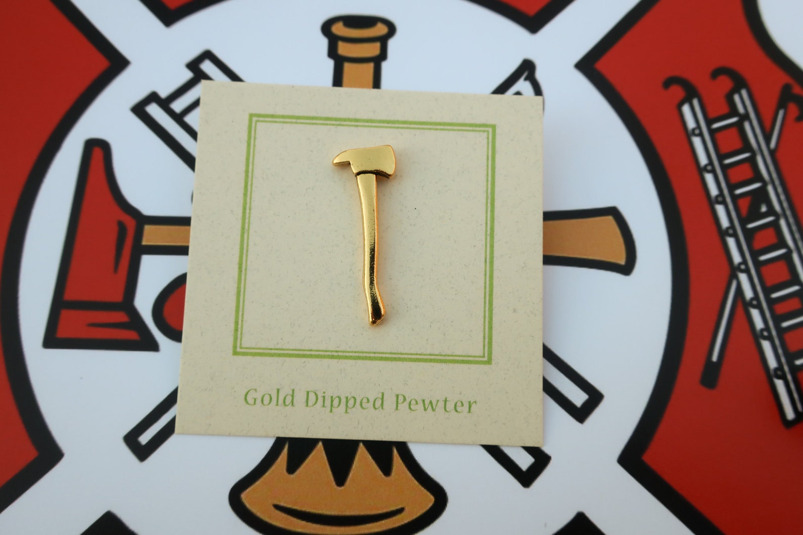 Fireman's Axe Gold Dipped Pewter Lapel Pin- CC462G- Firefighter, Rescue ...