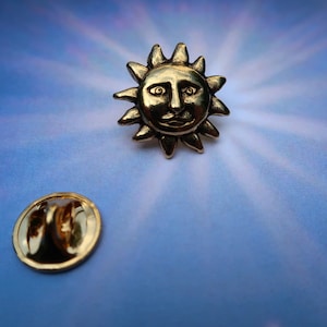 Gold Sunface Lapel Pin- CC393G- Sunface, Solstice, Sun, and Sunshine ...