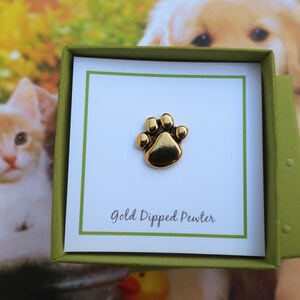 Paw Print Gold Lapel Pin - CC269G- Pins for Pet Lovers- Dog Paw Pin ...