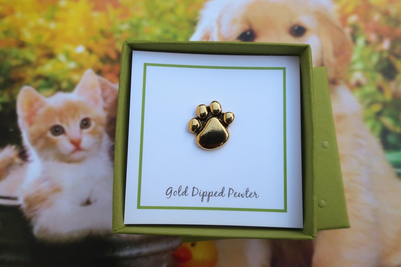 Paw Print Gold Lapel Pin - CC269G- Pins for Pet Lovers- Dog Paw Pin ...