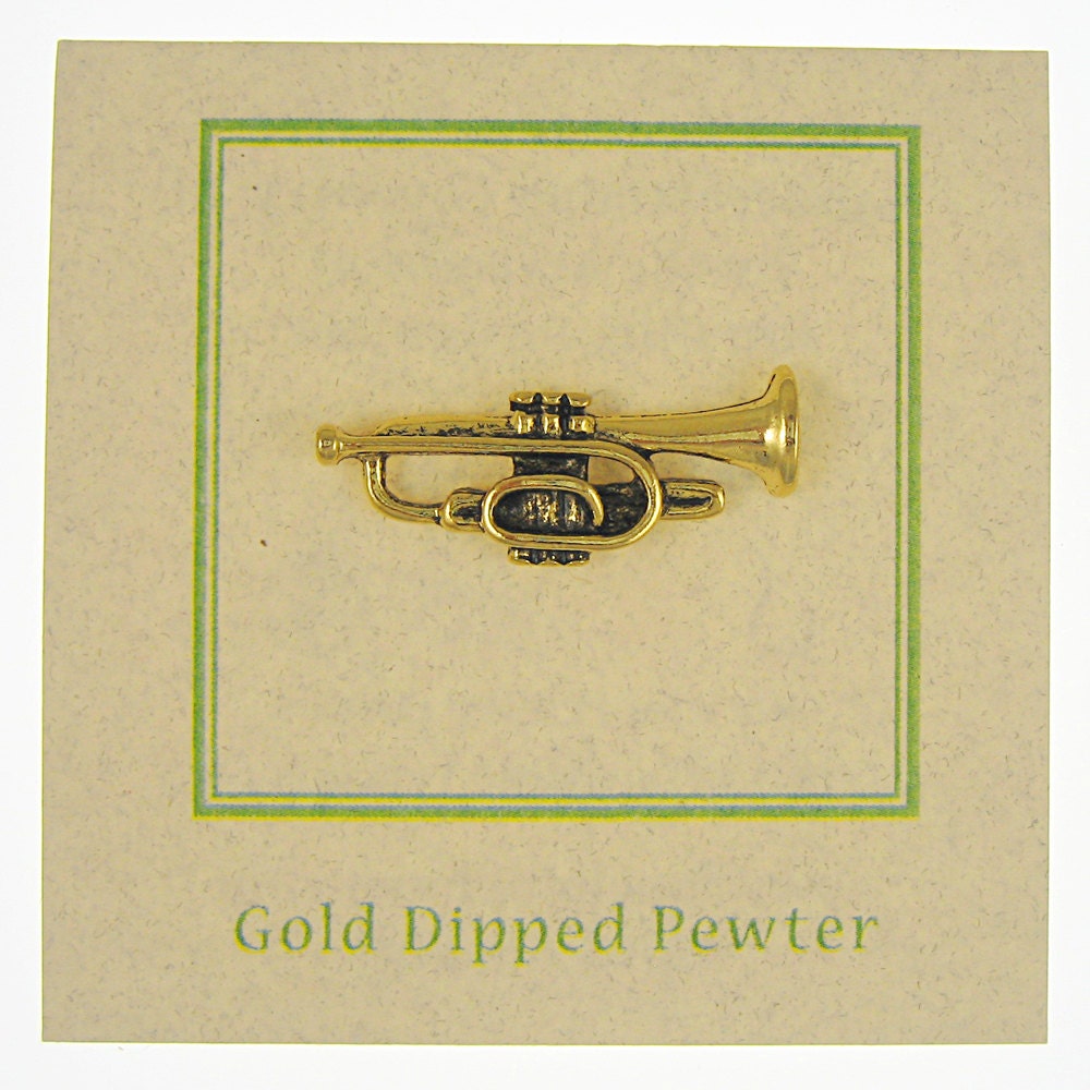 Gold Trumpet Lapel Pin-cc137g- Music Teacher, Musical Instruments, Band ...