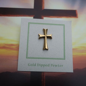 Gold Cross Lapel Pin- CC617G- Religious and Spiritual Pins- Church Pins ...