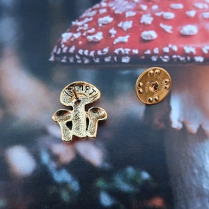 Mushrooms Gold Dipped Pewter Lapel Pin - CC533G- Fungi, Foraging, and ...
