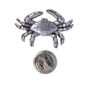 Blue Crab Pewter Lapel Pin- CC707- Shellfish, Fisheries, Crabs, and ...