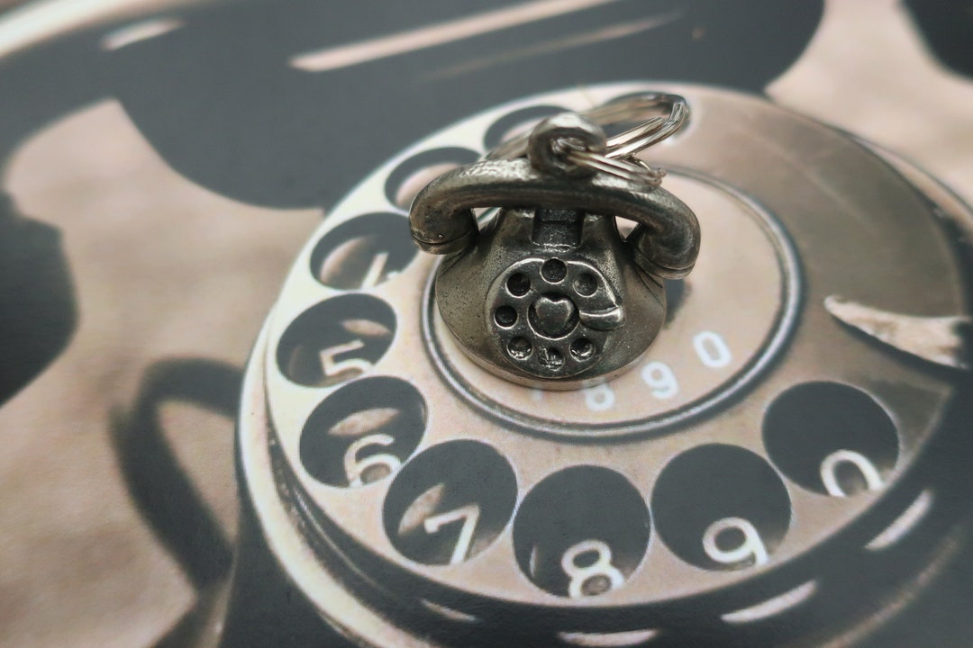 Telephone Keychain- K121- Rotary Phone, Vintage Communication, and ...