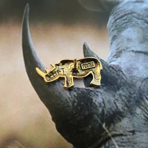 Rhinoceros Gold Dipped Pewter Lapel Pin - CC251G- Black Rhino, White ...
