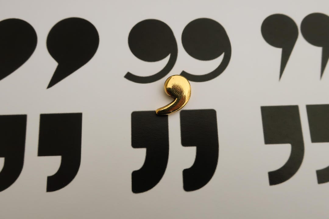 Comma Gold Lapel Pin- CC724G- Comma La, Grammar, and Writing Lapel Pins ...
