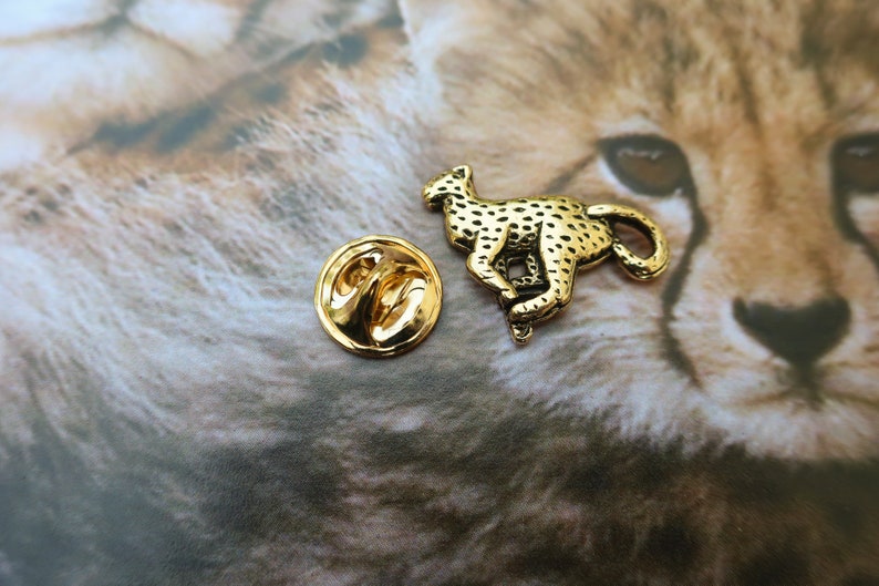 Cheetah Gold Dipped Pewter Lapel Pin CC282G Cheetah Cat | Etsy