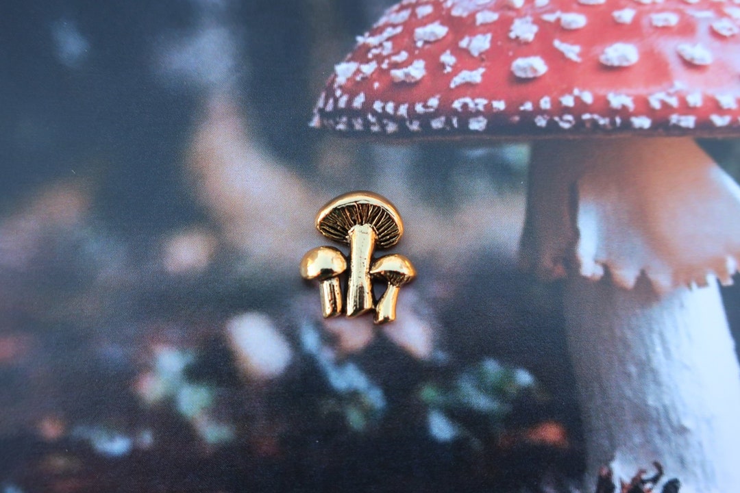Mushrooms Gold Dipped Pewter Lapel Pin - CC533G- Fungi, Foraging, and ...