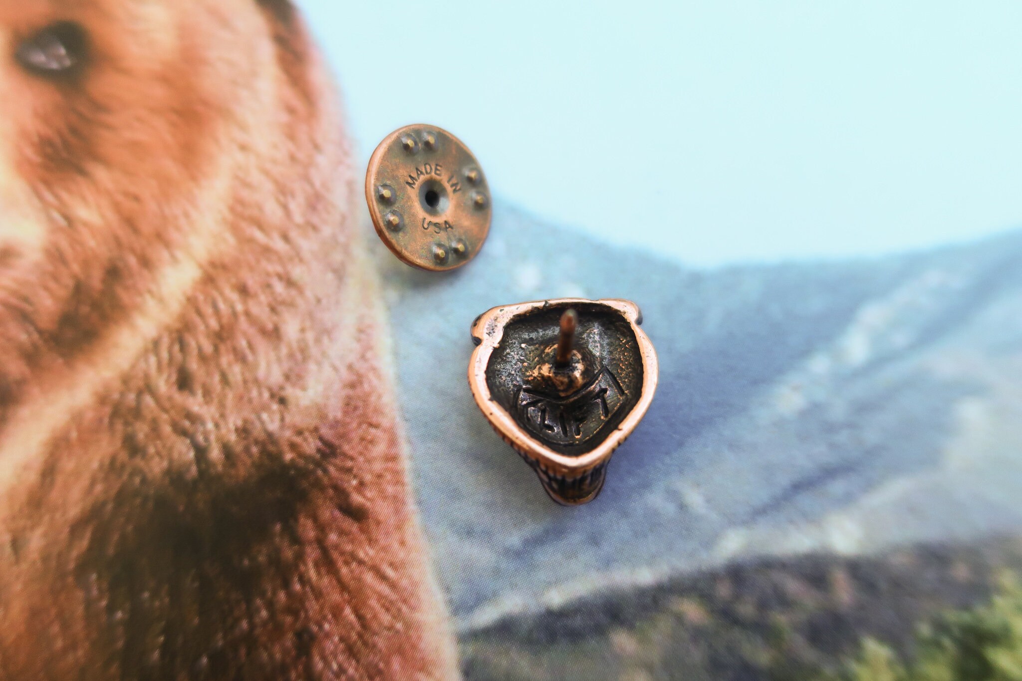 Bear Head Copper Dipped Pewter Lapel Pin CC542C Bears | Etsy