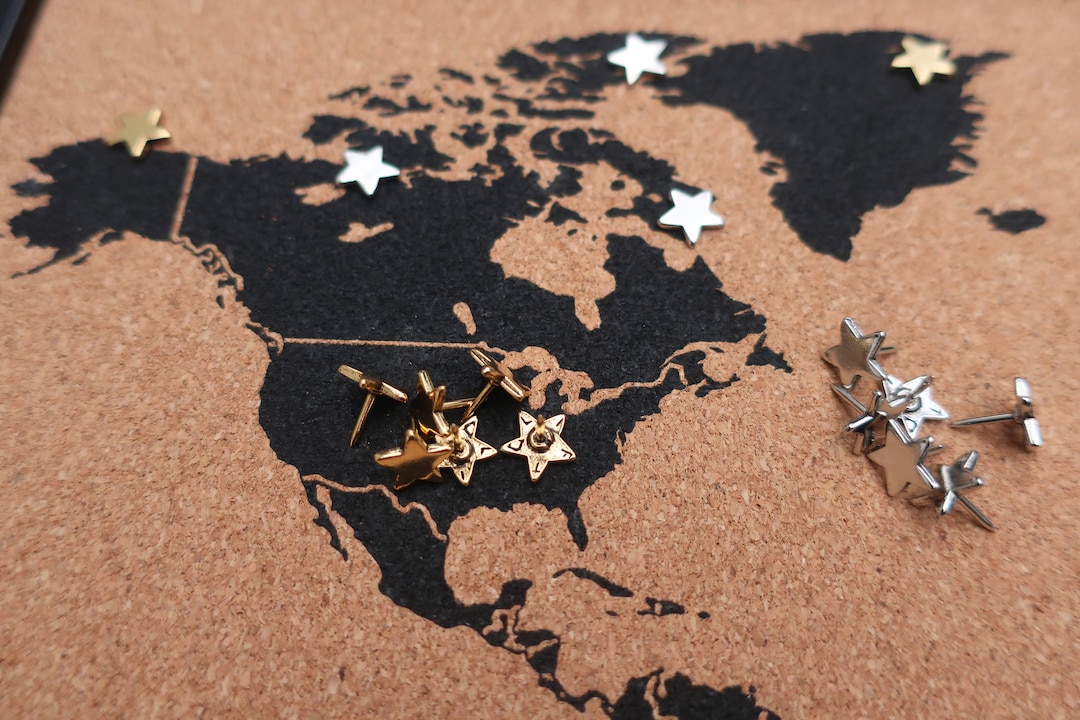 Star Map Pins- Set of 10- Silver or Gold Finish- MP108- Mark Your ...