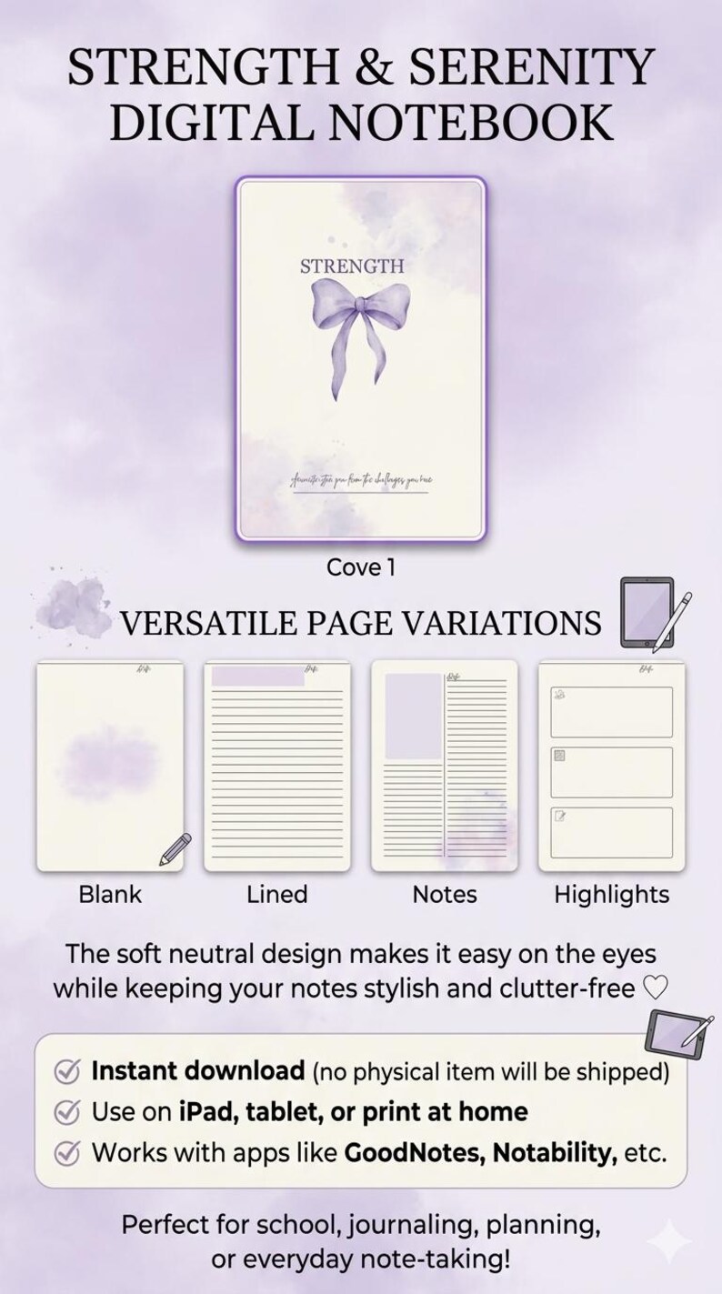 College/school Minimalist Digital Notebook | Neutral Planner (digital ...