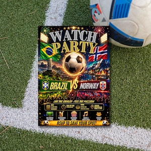 Brazil Vs Norway Soccer Watch Party Invitation, FIFA 2026 Match Party ...