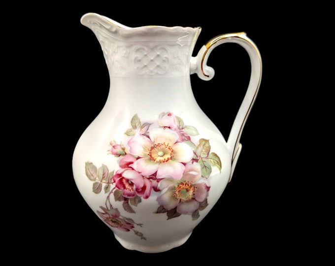 Vintage Schumann Arzberg Bavaria Pitcher: Wild Rose, Gold Trim, 7.25 ...