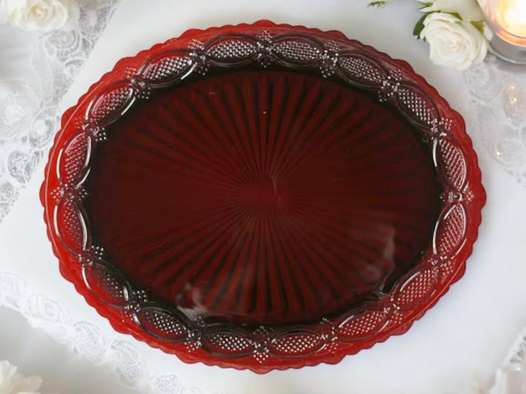 Avon Cape Cod Ruby Red Platter Collection in Original Box 13 Inches ...