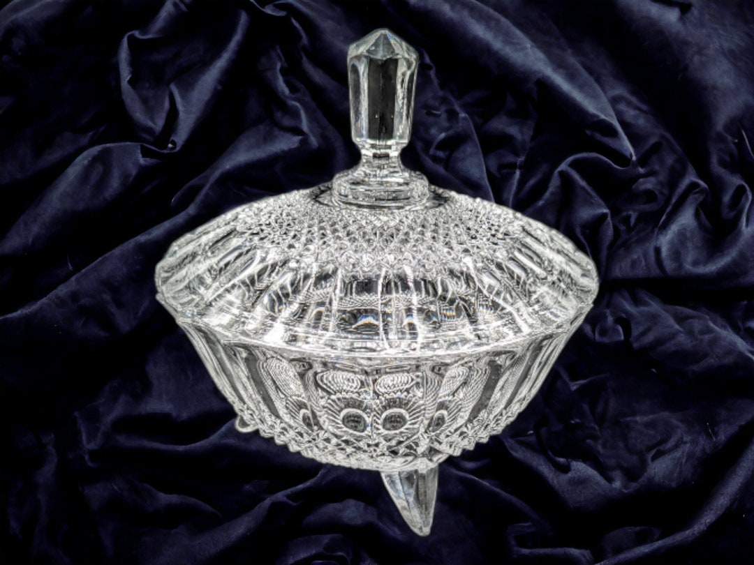 Vintage Crystal Candy or Nut Dish With Lid Footed 6 Inches - Etsy