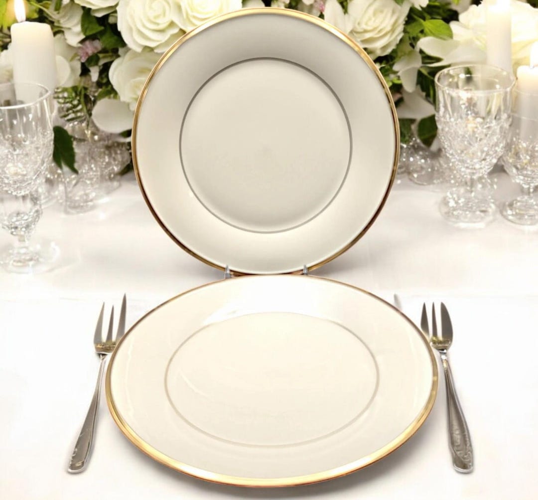 Vintage Lenox Eternal Dinner Plates (set of 2): Gold Trim Bone China - Etsy
