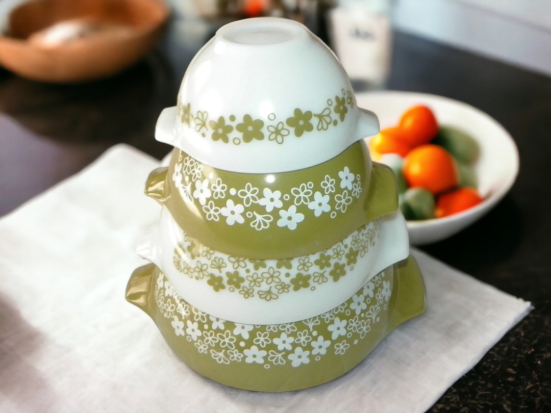 Pyrex Spring Blossom Crazy Daisy 4 Pc Cinderella Nesting Mixing Bowl ...