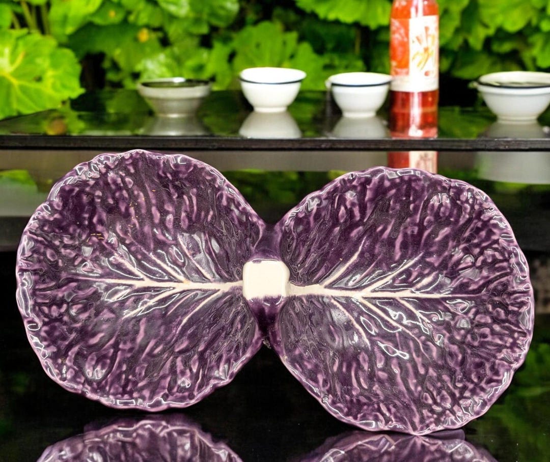 Rare Purple Cabbage Double Serving Dish by Olfaire Purple Cabbage Leaf ...