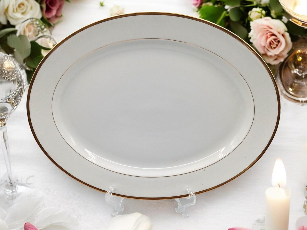 Antique Noritake Nippon 16 Inch Serving Platter M Back Stamp White With ...