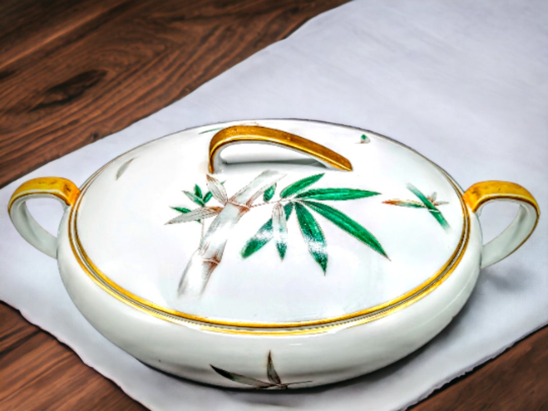 Vintage Noritake CANTON BAMBOO Pattern 5027 Covered Vegetable Dish With ...