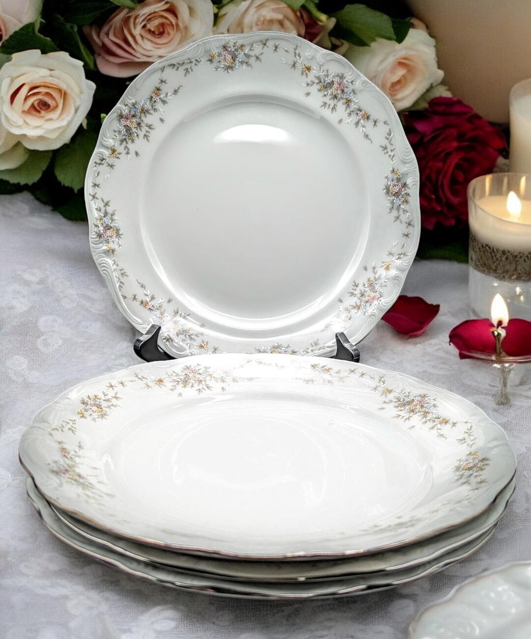 SET of 4 Johann Haviland Floral Splendor Dinner Plates 10 Inches ...