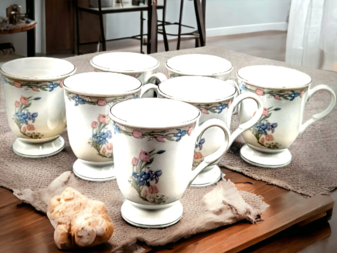 Seven Mugs by Illusions Excel Center Stage Pattern With Floral Design ...