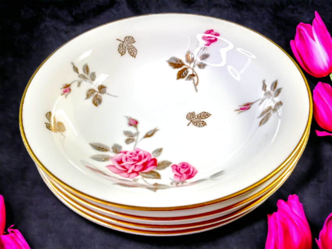 Set of 4 Rare Gorgeous Noritake 5475 Pattern 7.5" Soup Bowls Pristine ...