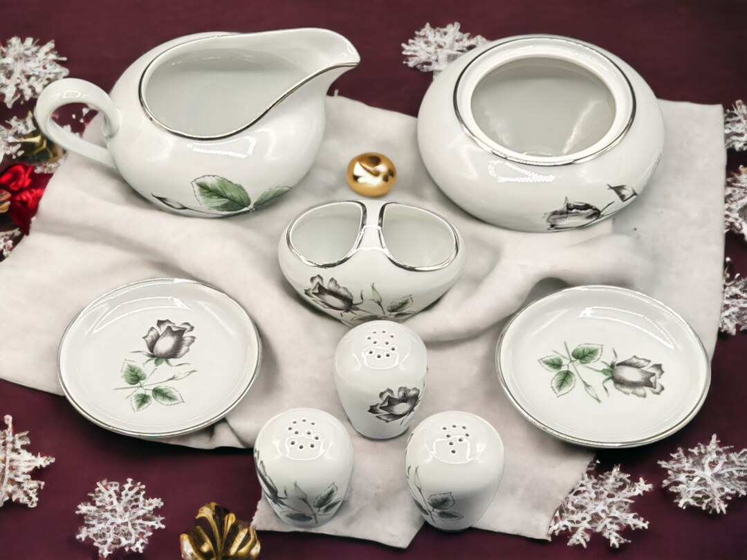 Stonegate Germany Bavarian China Set: Midnight Rose Platinum Trim, 8 ...