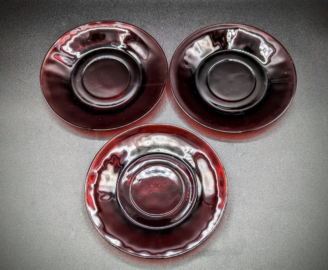 Royal Ruby Red Glass Set of Three 6 Inch Butter /dessert - Etsy