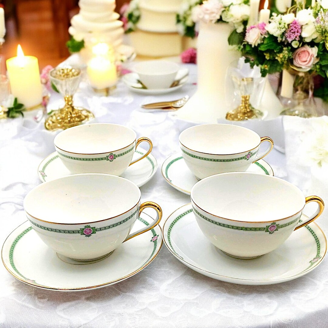 Set of 4 Cups and Saucers Nagoya Shokai Nippon China Brisbane Pattern ...